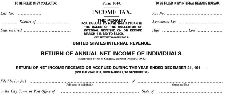 The First IRS Form 1040 – Charles Zeugner, CPA